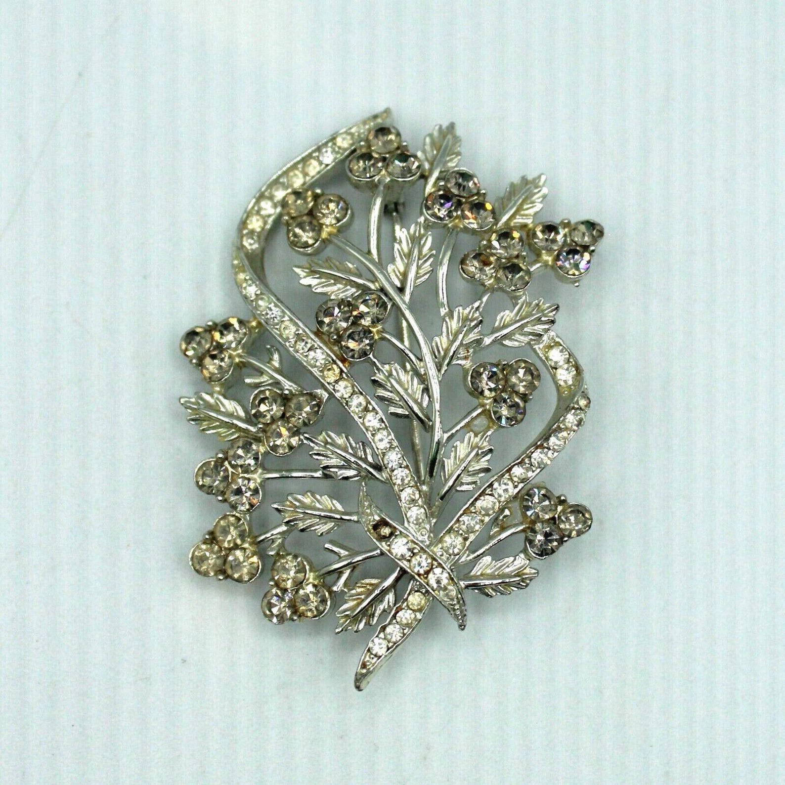 Vintage Coro Flowers Bouquet Rhinestone Brooch Silver Tone Early - Etsy
