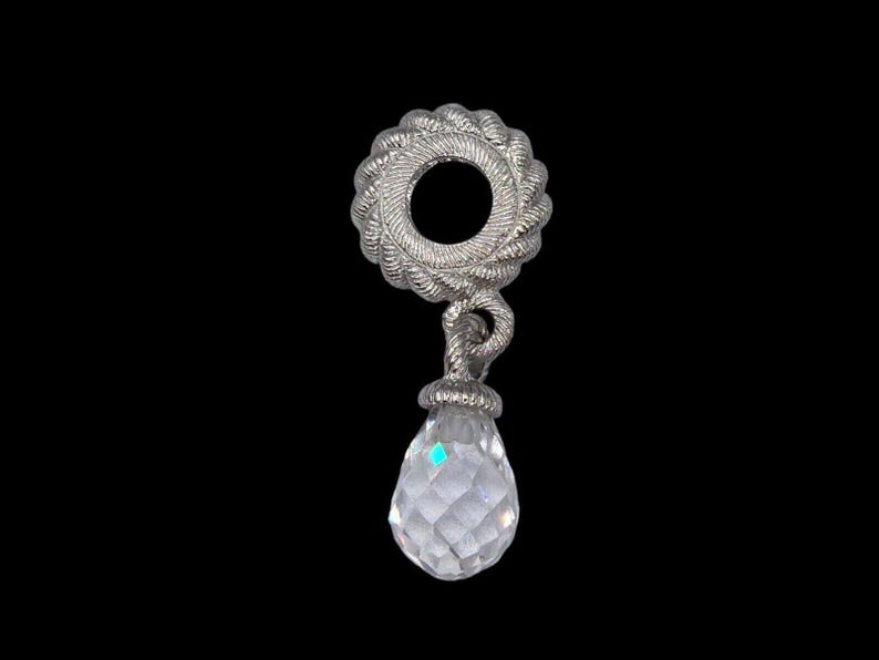Judith Ripka Briolette Dangle Charm Pendant 925 Sterling Silver Cubic ...