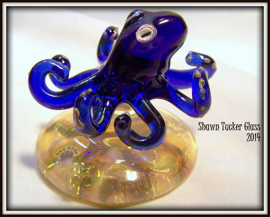 Blue Glass Octopus Sculpture on Base MADE TO ORDER - Etsy