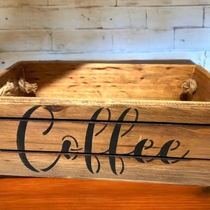 Coffee Bar Wood Box, Coffee Bar Storage, Wood Coffee Caddy, Coffee Bar ...