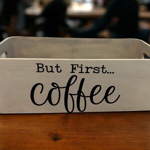 Coffee Bar Wood Box, Coffee Bar Storage, Wood Coffee Caddy, Coffee Bar ...