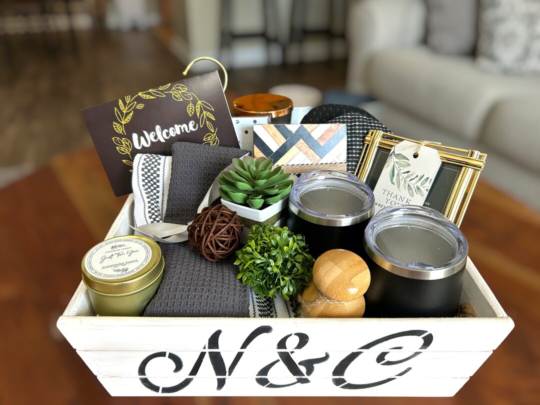 Welcome Home Gift Basket Personalized Name Housewarming Gift Box New ...