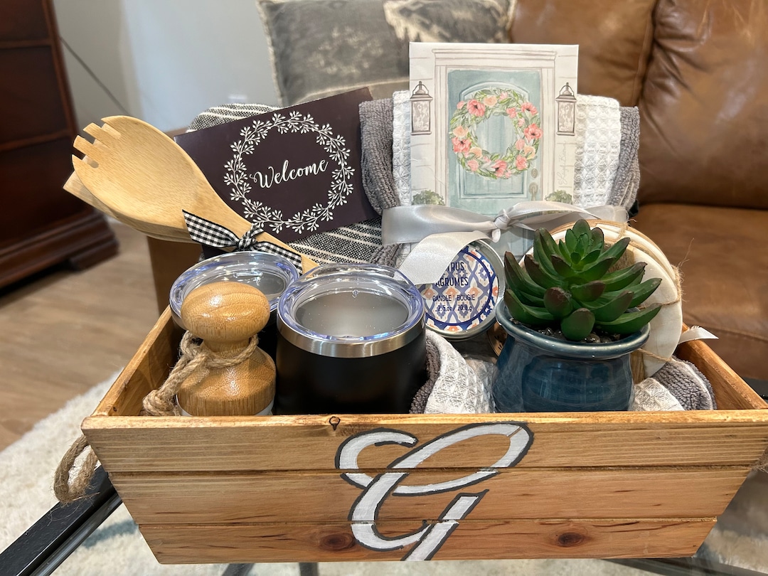 Welcome Home Gift Basket Personalized Name Housewarming Gift Box New ...