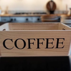 Coffee Bar Wood Box, Coffee Bar Storage, Wood Coffee Caddy, Coffee Bar ...