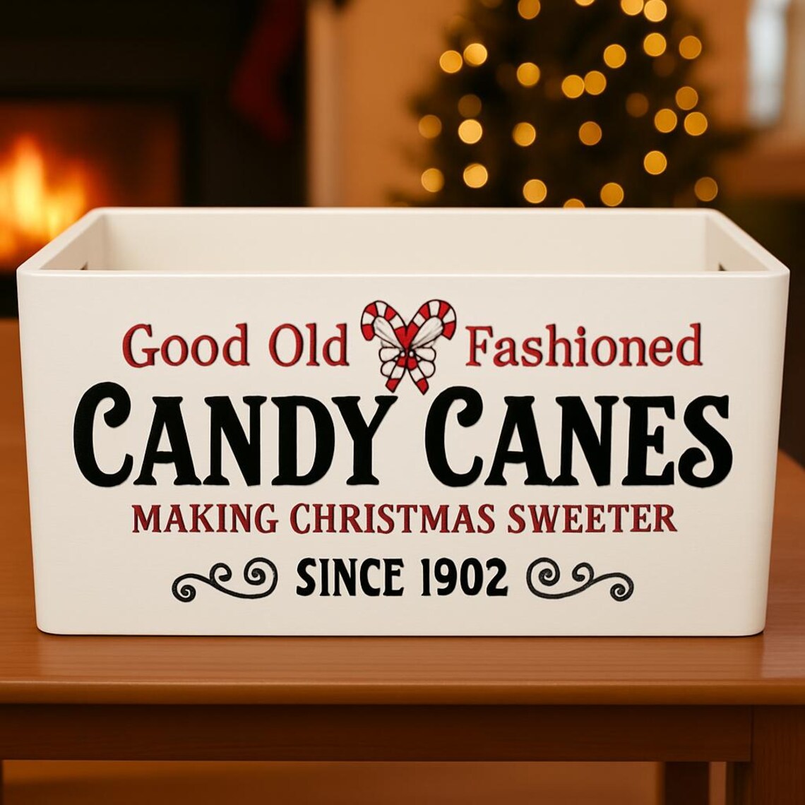Hand-painted Christmas Decor Box – Original Holiday Artwork – Wooden ...