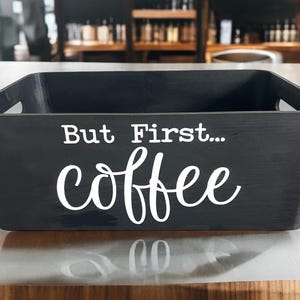 Coffee Bar Wood Box, Coffee Bar Storage, Wood Coffee Caddy, Coffee Bar ...