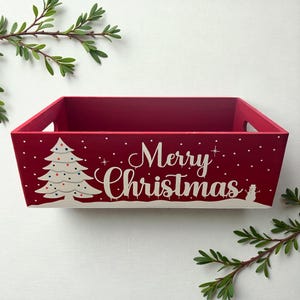 Hand-painted Christmas Decor Box – Original Holiday Artwork – Wooden ...