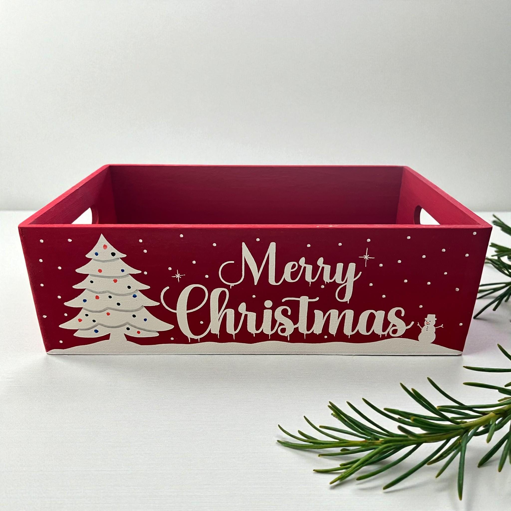 Hand-painted Christmas Decor Box – Original Holiday Artwork – Wooden ...
