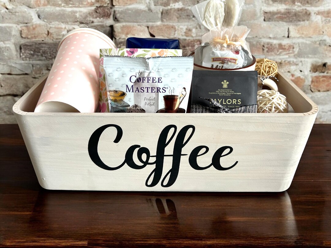 Coffee Bar Wood Box, Coffee Bar Storage, Wood Coffee Caddy, Coffee Bar ...