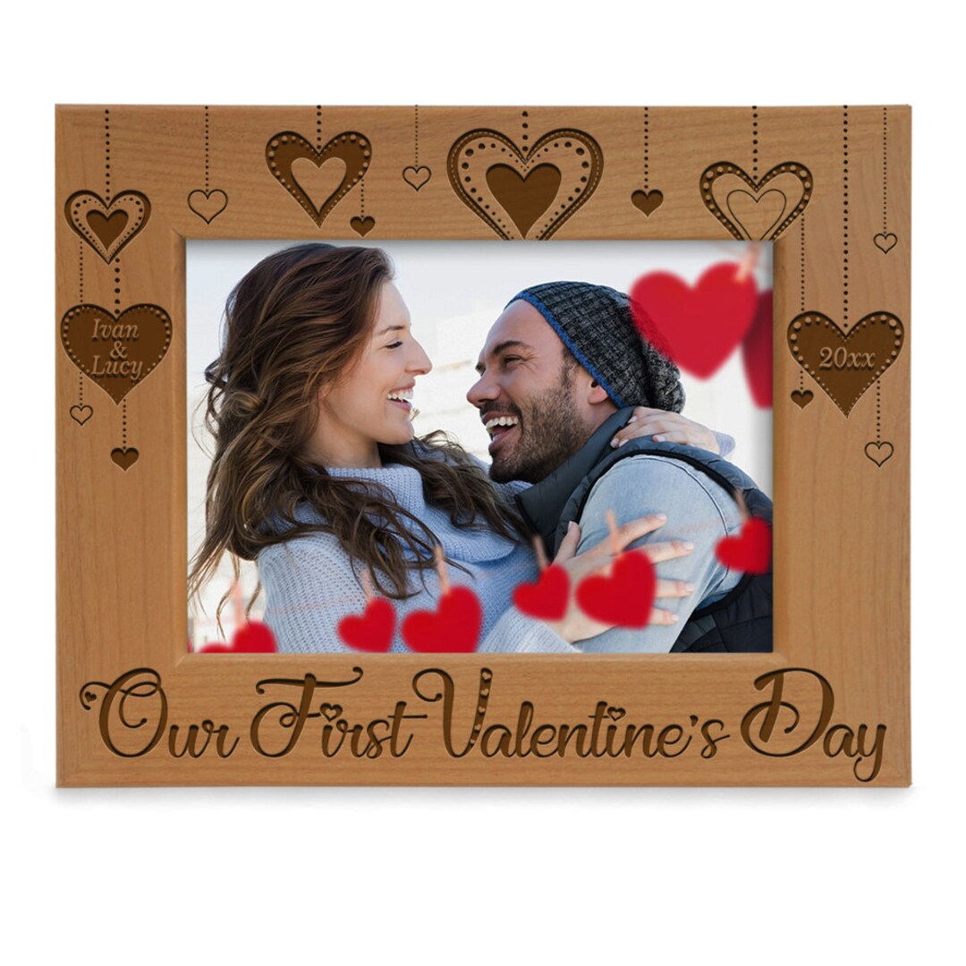 PERSONALIZED - Our First Valentine's Day Engraved Picture Frame. First ...