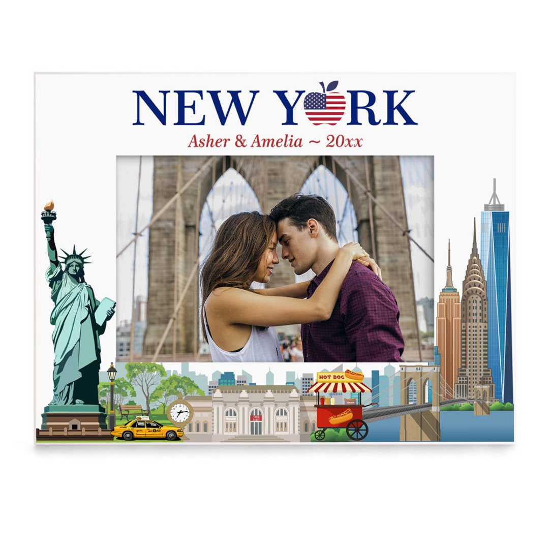 PERSONALIZED - New York Picture Frame. Wedding, Honeymoon, Engagement ...