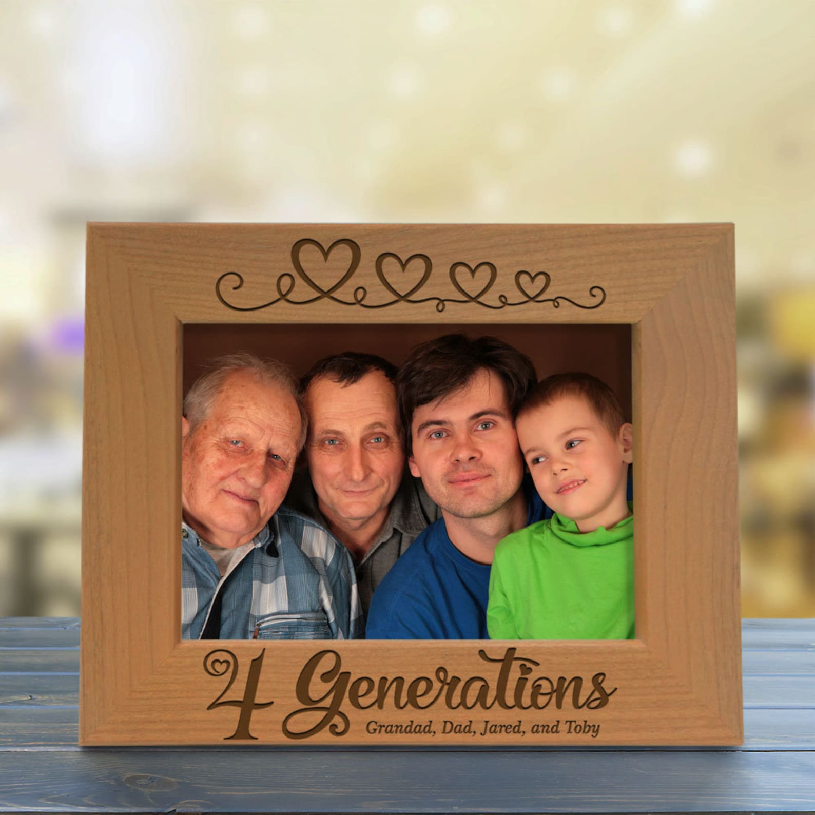 PERSONALIZED - Four Generations Hearts Engraved Classic Picture Frame ...