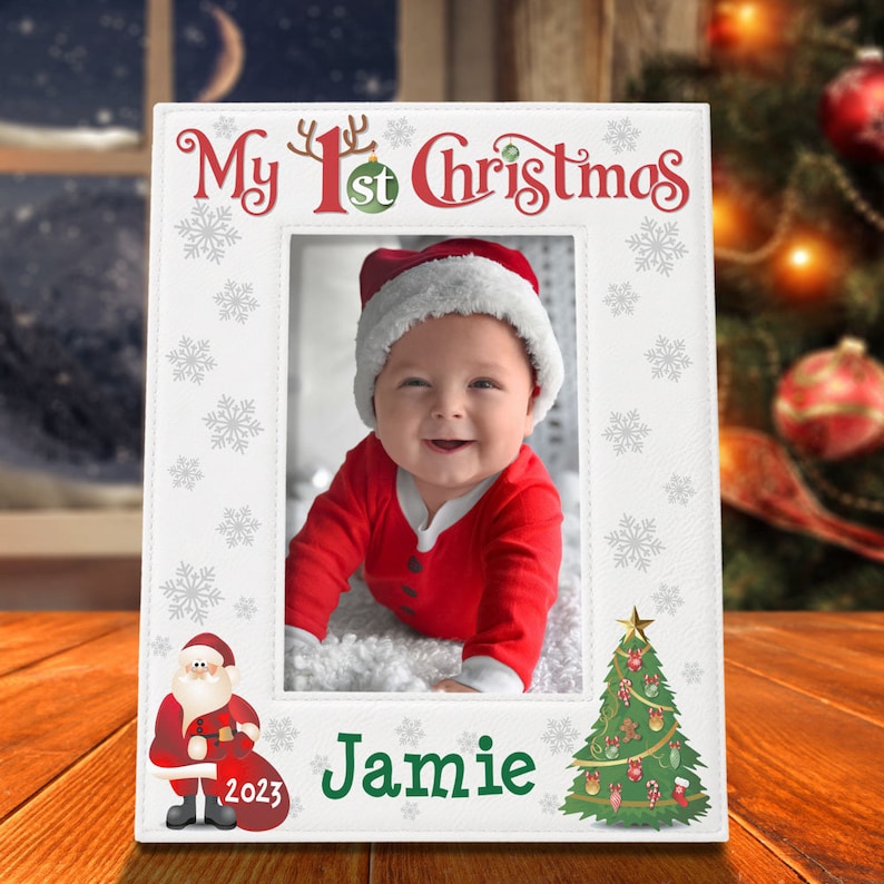 PERSONALIZED -my 1st Christmas Cute Santa Picture Frame. Classic ...