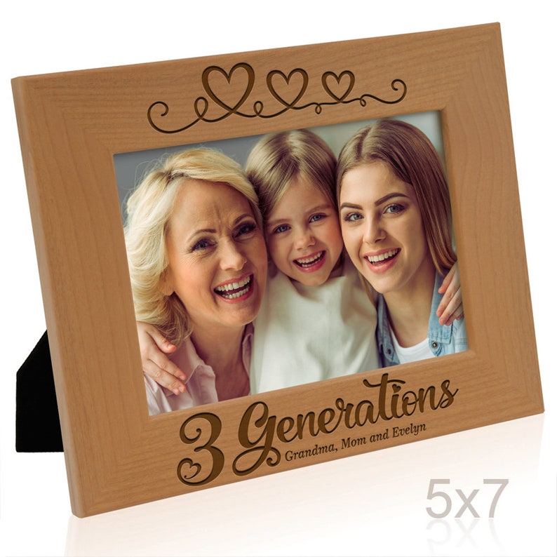 PERSONALIZED- 3 Generations Hearts Family Picture Frame. Gift for ...