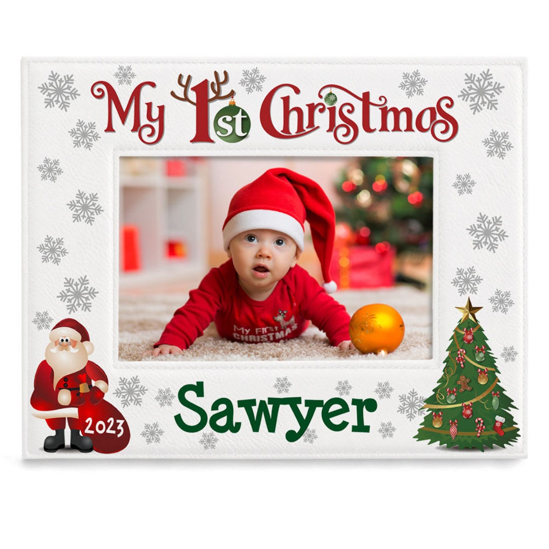 PERSONALIZED -my 1st Christmas Cute Santa Picture Frame. Classic ...