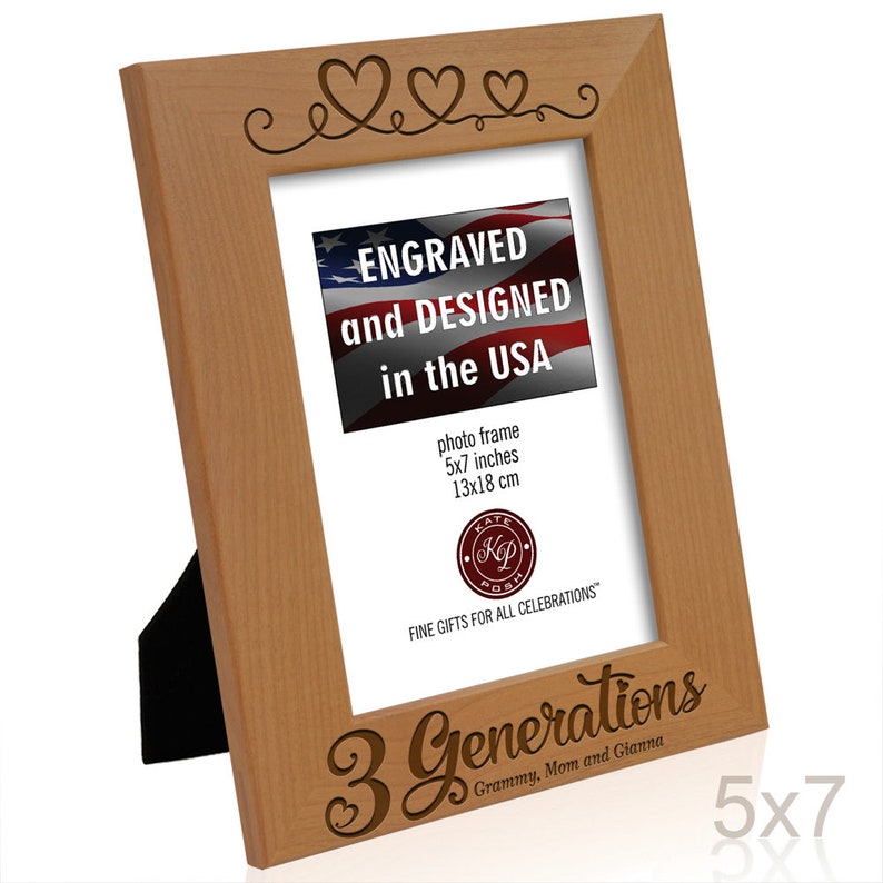 PERSONALIZED- 3 Generations Hearts Family Picture Frame. Gift for ...