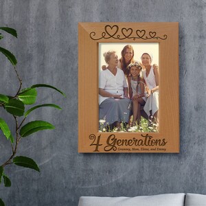 PERSONALIZED - Four Generations Hearts Engraved Classic Picture Frame ...