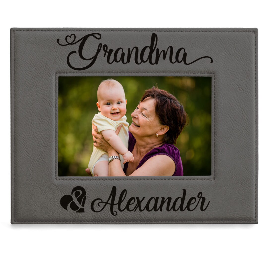 PERSONALIZED -grandma & Me Engraved Leather Picture Frame. Birthday ...