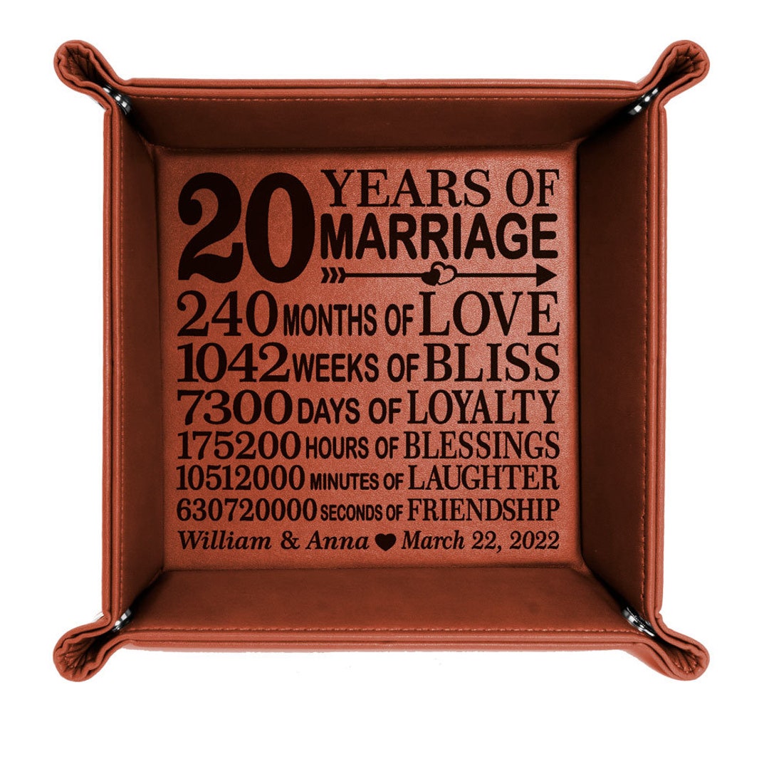 PERSONALIZED - 20 Years of Marriage Engraved Leather Valet Tray ...