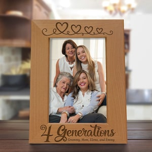 PERSONALIZED - Four Generations Hearts Engraved Classic Picture Frame ...