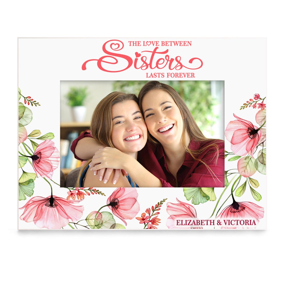 Personalized Sister Picture Frame, Floral MDF Wood, Sister Gift - Etsy