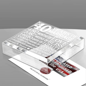 PERSONALIZED - 40 Years of Marriage Engraved Acrylic Keepsake ...