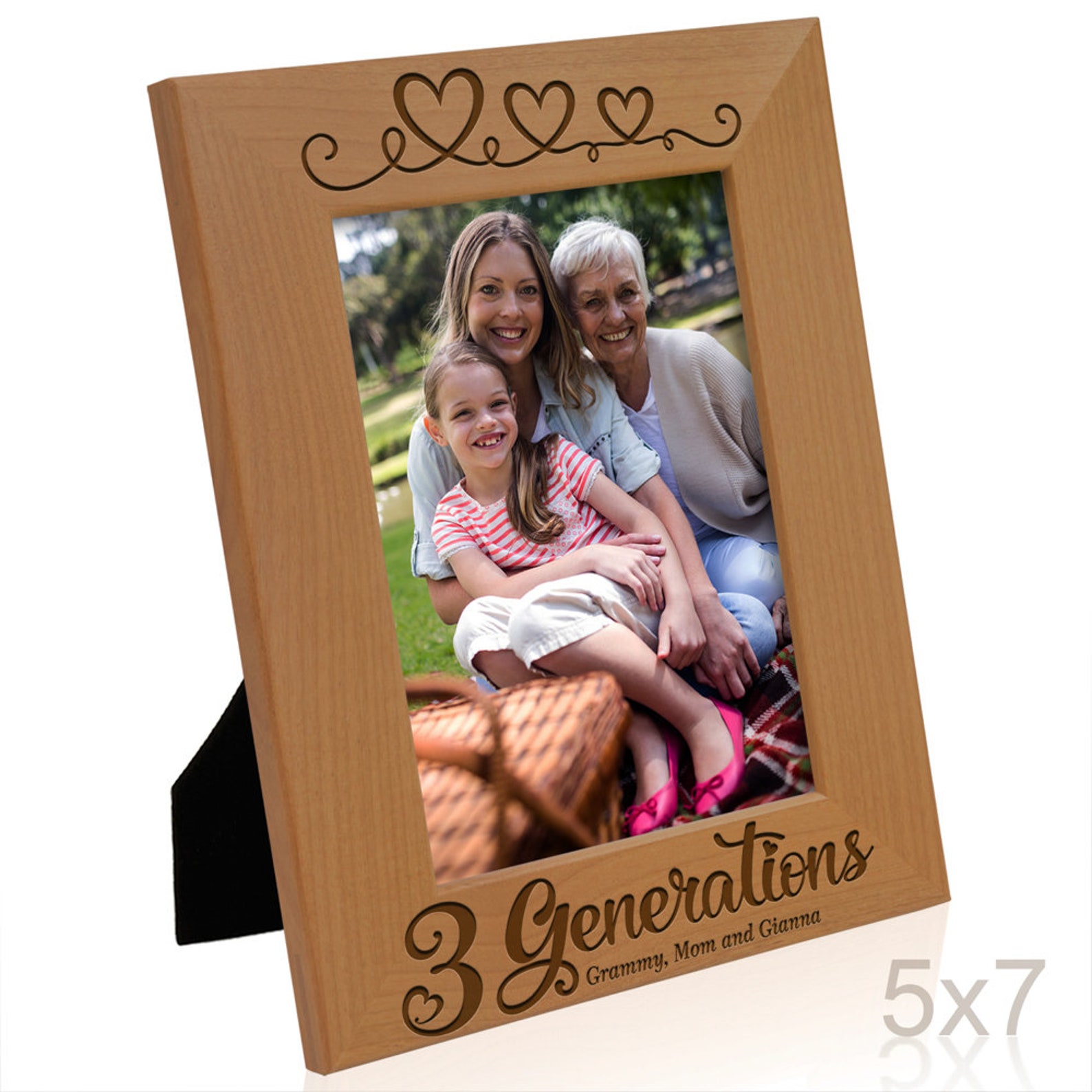 PERSONALIZED- 3 Generations Hearts Family Picture Frame. Gift for ...