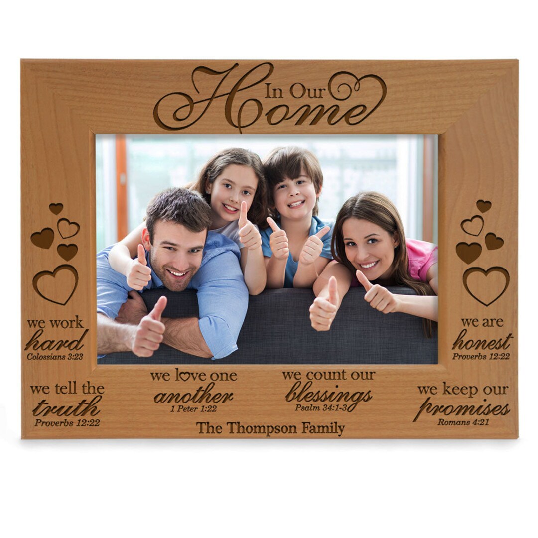 PERSONALIZED - in Our Home Hearts, Bible Verses Engraved Religious ...