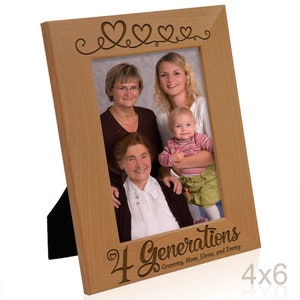 PERSONALIZED - Four Generations Hearts Engraved Classic Picture Frame ...