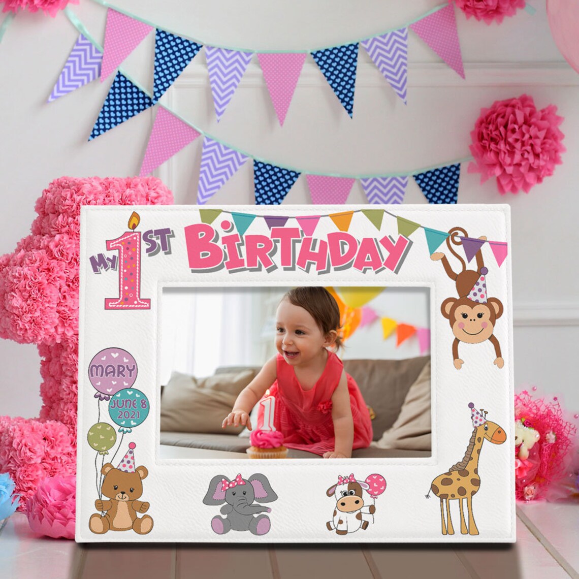 Personalized-my 1st Birthday Cute Colorful Picture Frame. Perfect Gift ...