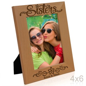 PERSONALIZED - Sisters Floral Hearts Engraved Cute Picture Frame ...