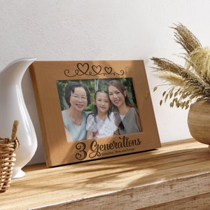 PERSONALIZED- 3 Generations Hearts Family Picture Frame. Gift for ...