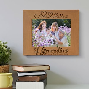 PERSONALIZED - Four Generations Hearts Engraved Classic Picture Frame ...