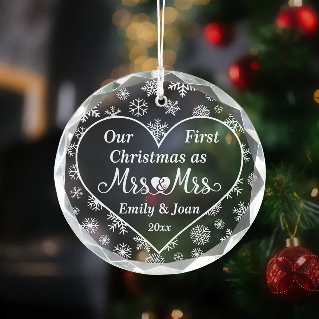 Personalized-our First Christmas as Mrs. & Mrs. Crystal Ornament. Ideal ...