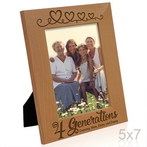 PERSONALIZED - Four Generations Hearts Engraved Classic Picture Frame ...