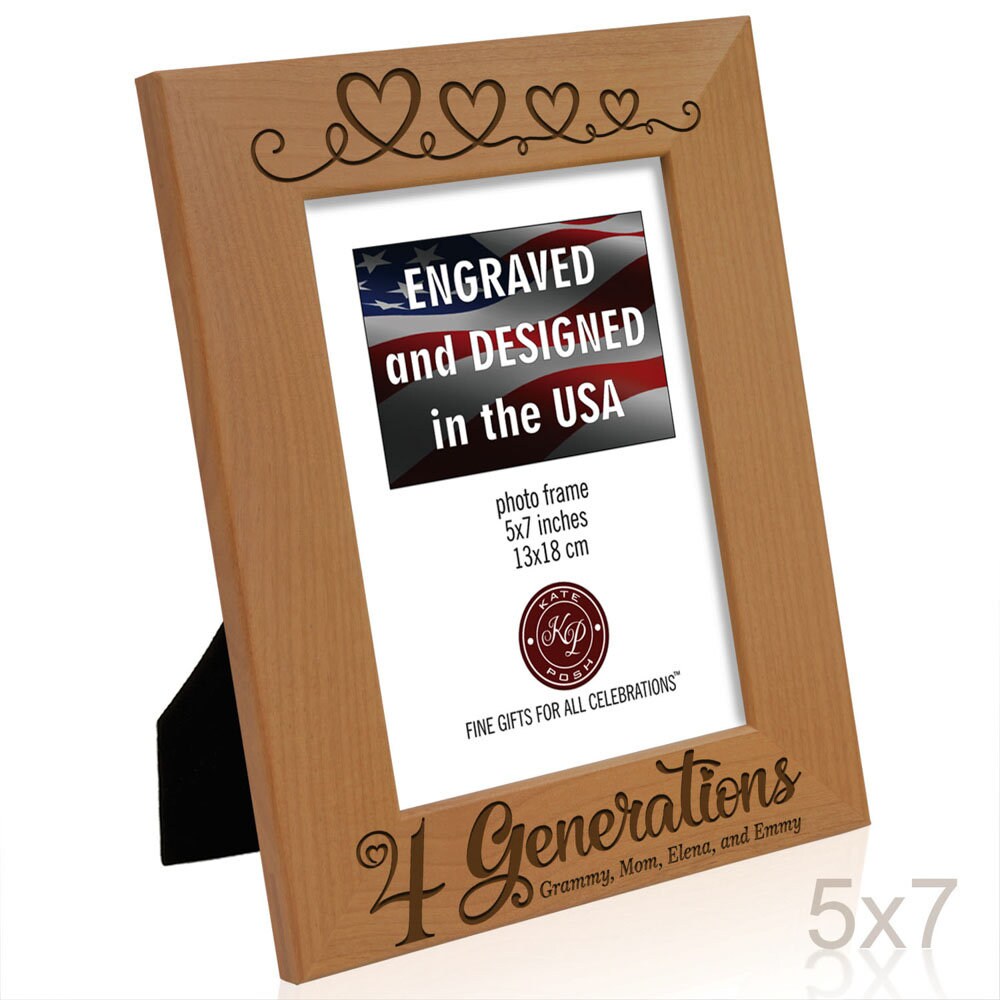 PERSONALIZED - Four Generations Hearts Engraved Classic Picture Frame ...