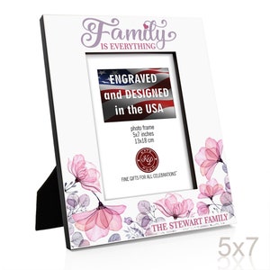 PERSONALIZED -family is Everything Purple Flowers Picture Frame ...