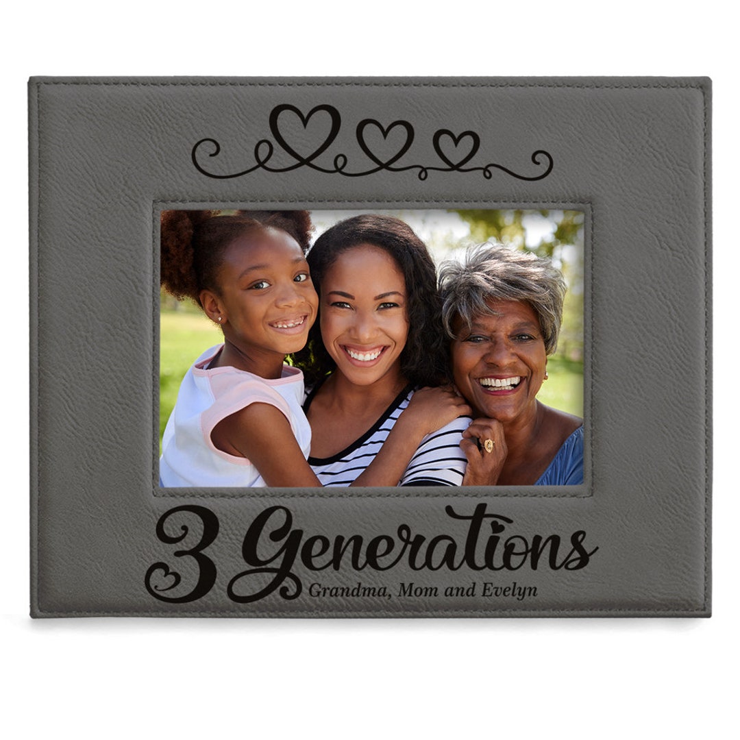 PERSONALIZED- 3 Generations Hearts Family Picture Frame. Three ...
