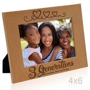 PERSONALIZED- 3 Generations Hearts Family Picture Frame. Gift for ...
