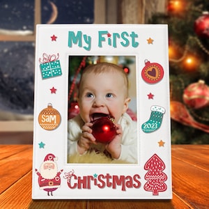PERSONALIZED -my First Christmas Vintage Santa Classic Picture Frame ...