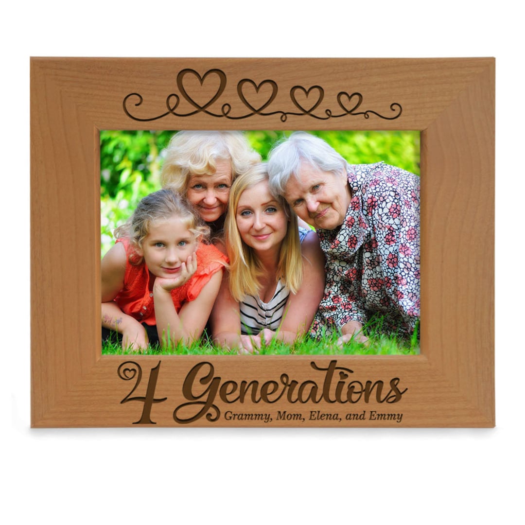 PERSONALIZED - Four Generations Hearts Engraved Classic Picture Frame ...