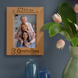 PERSONALIZED- 3 Generations Hearts Family Picture Frame. Gift for ...