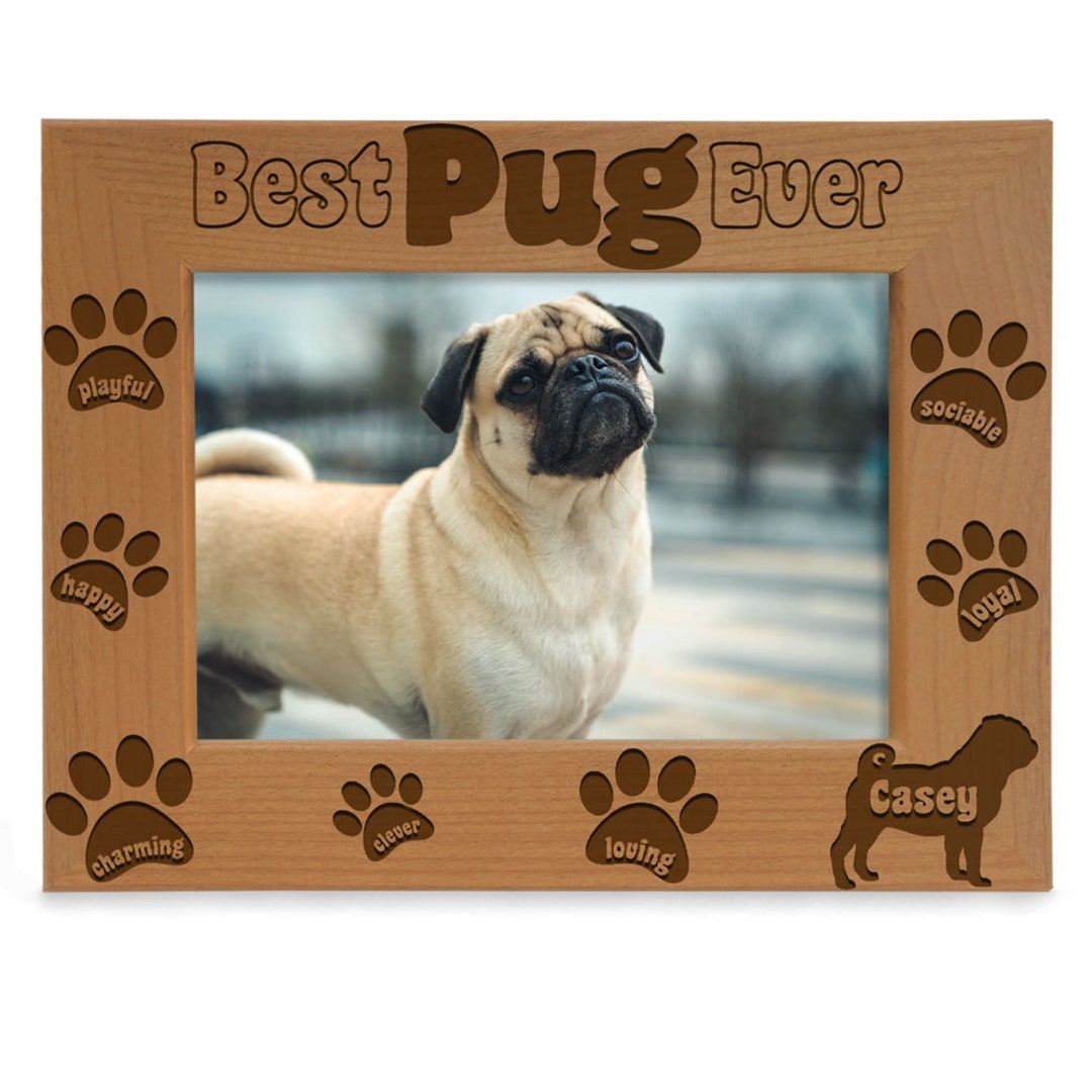 PERSONALIZED - Best Pug Ever Engraved Adorable Dog Picture Frame. Ideal ...