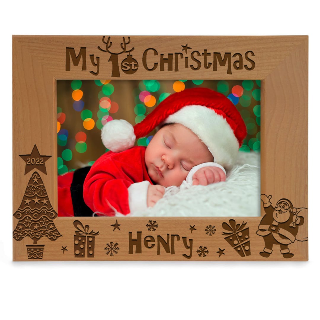 PERSONALIZED - My First Christmas Santa Classic Engraved Cute Picture ...