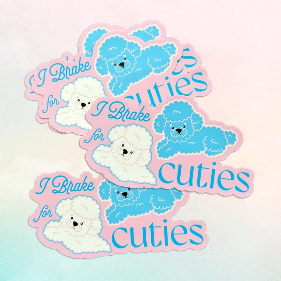 Cute Poodle Bumper Sticker I Brake for Cuties Bumper Sticker for Dog ...