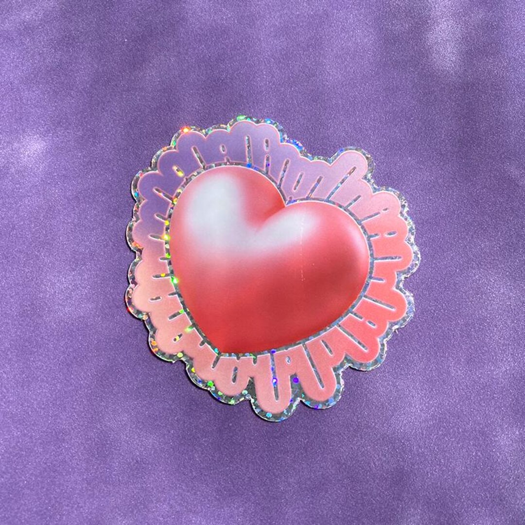 Romantic Puffy Heart Glitter Sticker I Heart You I Love Sticker ...