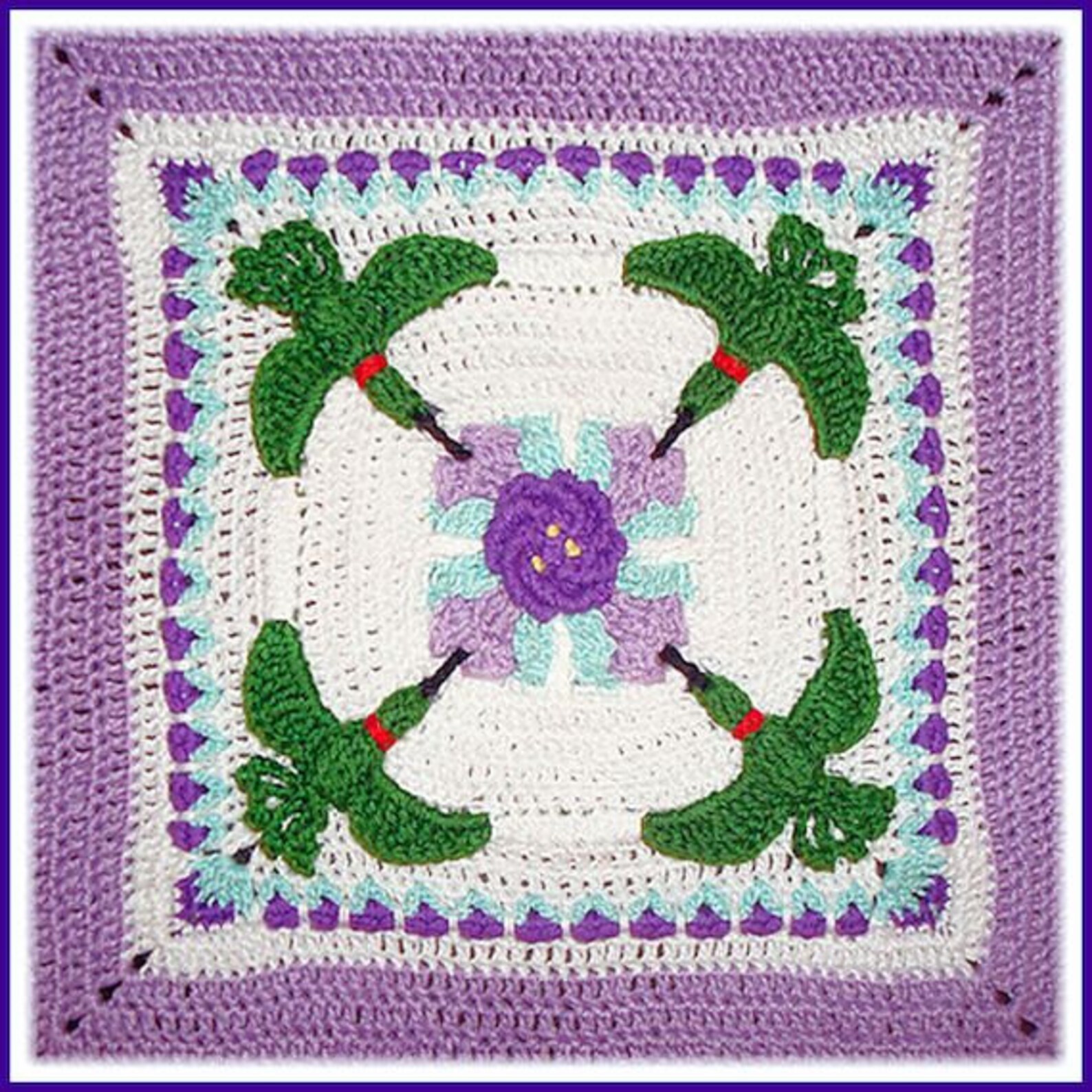 Hummingbird Garden Party 12" Crochet Square Pattern PDF - Etsy