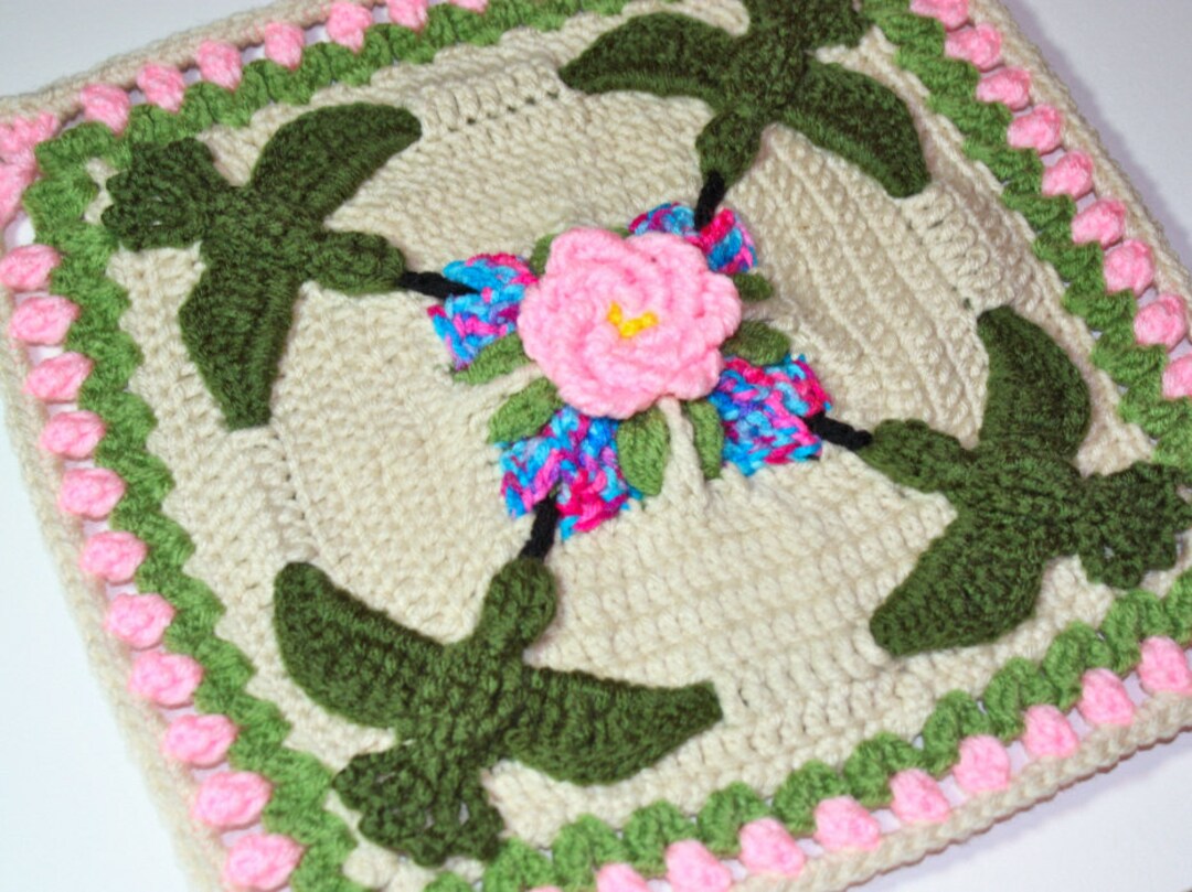 Hummingbird Garden Party 12" Crochet Square Pattern PDF - Etsy