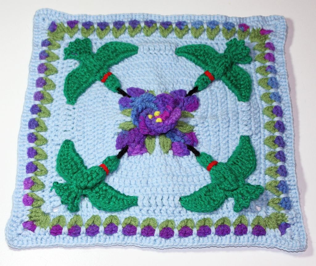 Hummingbird Garden Party 12" Crochet Square Pattern PDF - Etsy
