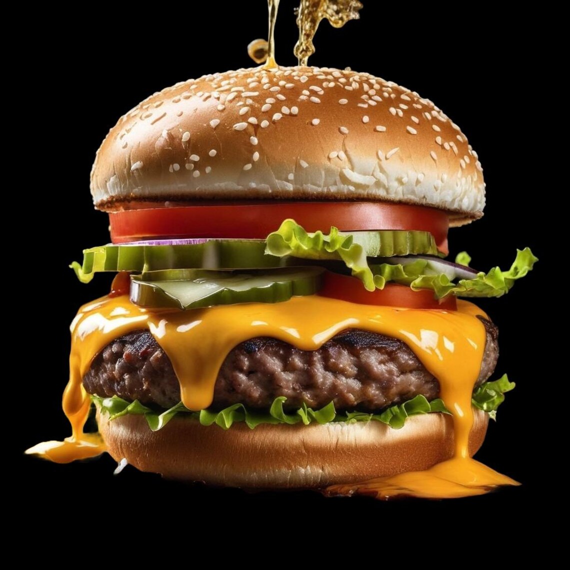 Burger Clipart, 10 PNG - Digital Download, Burger, Digital Art Print ...